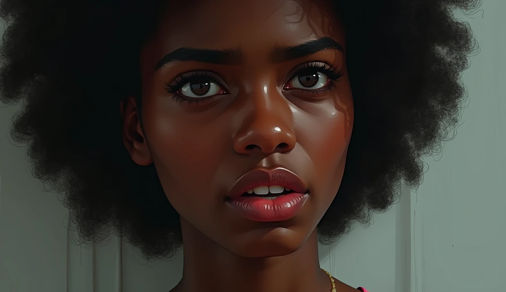 Digital illustration of a young African woman Shiko,closeup shot of her ...