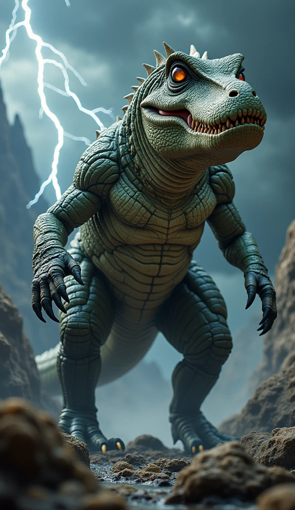 "Design an image of a hybrid creature formed by merging a dinosaur and ...