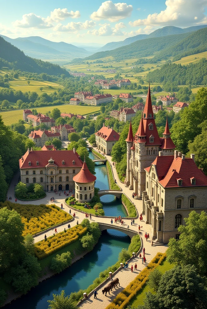 "A panoramic view of a fictional European kingdom in the late 19th ...