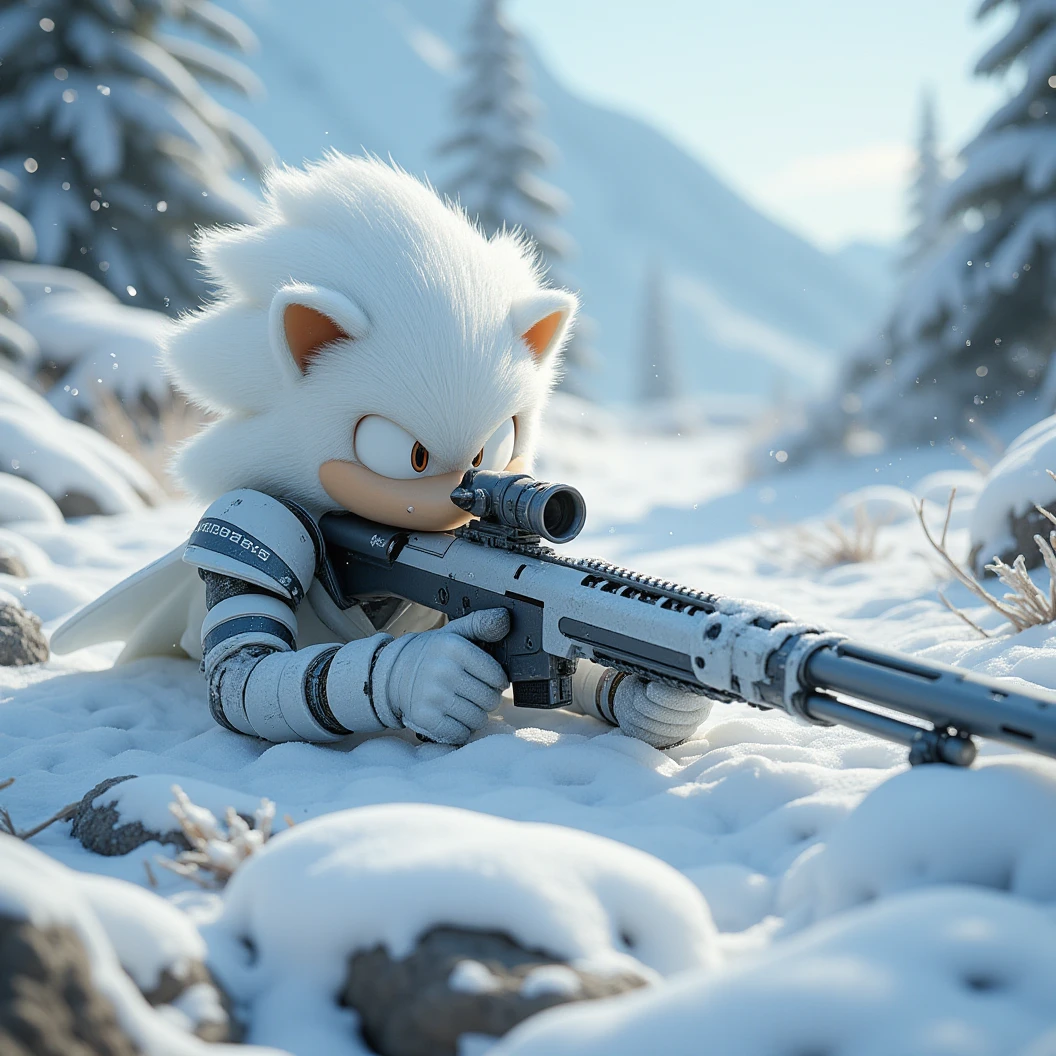 Large, Muscular, snow-white hedgehog soldier, donned in modern snow ...