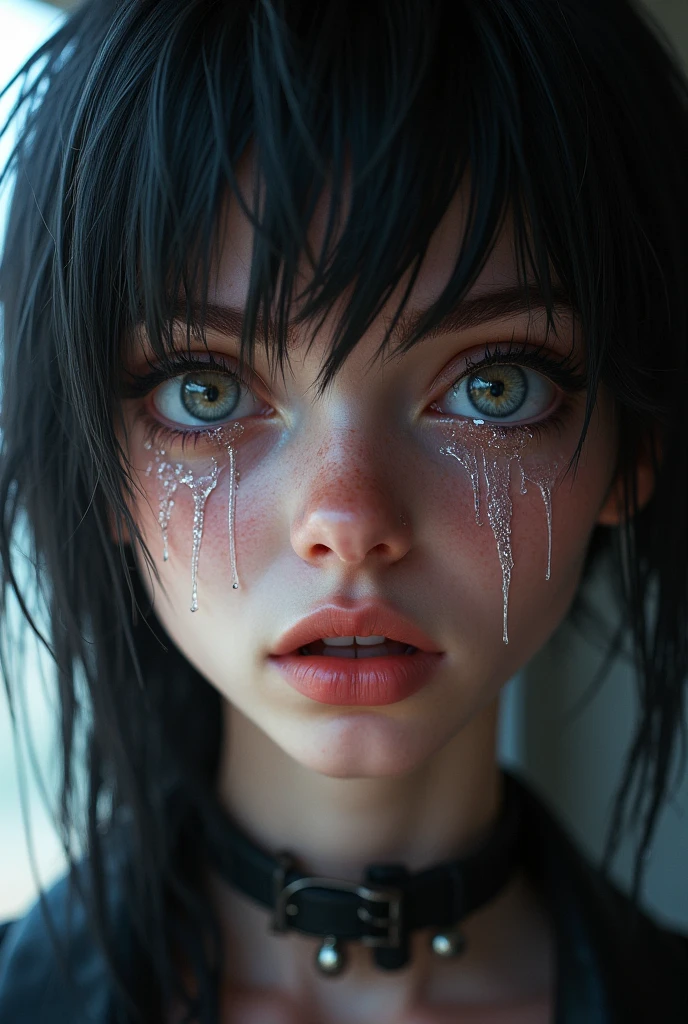 Young Rockeira Girl, Crying crystal clear tears, realistic - SeaArt AI