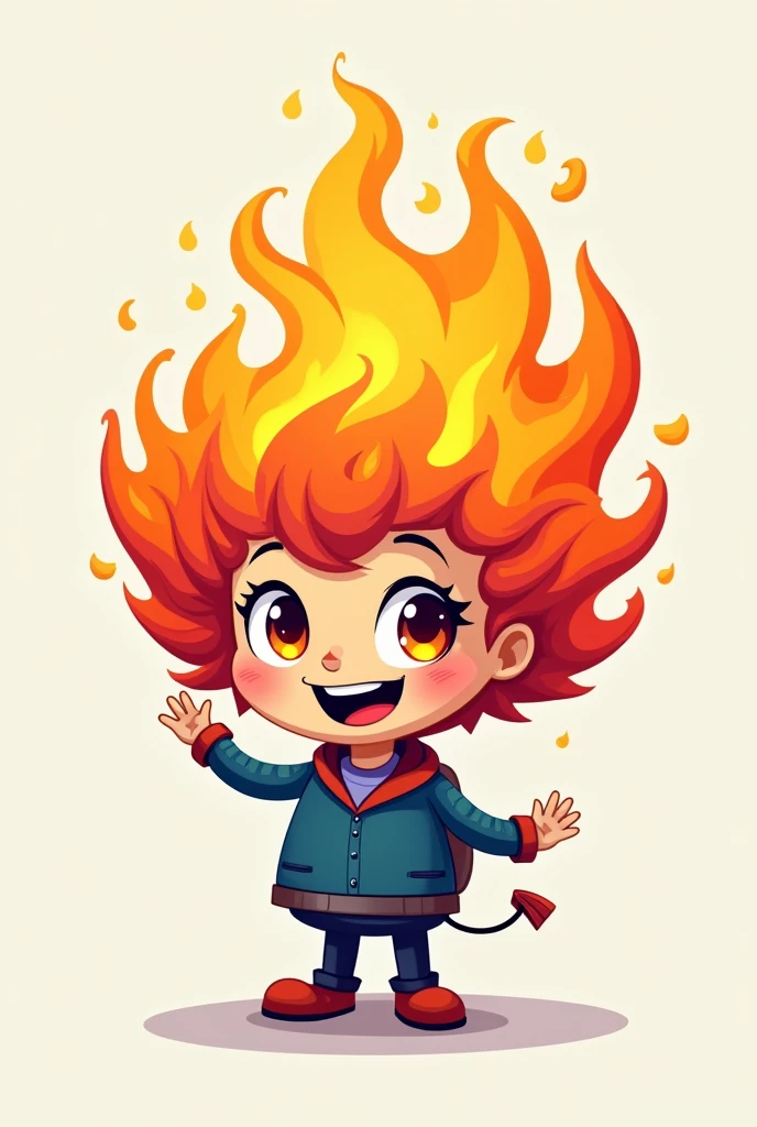 A close up of a child with a red hair and a fire on her head - SeaArt AI