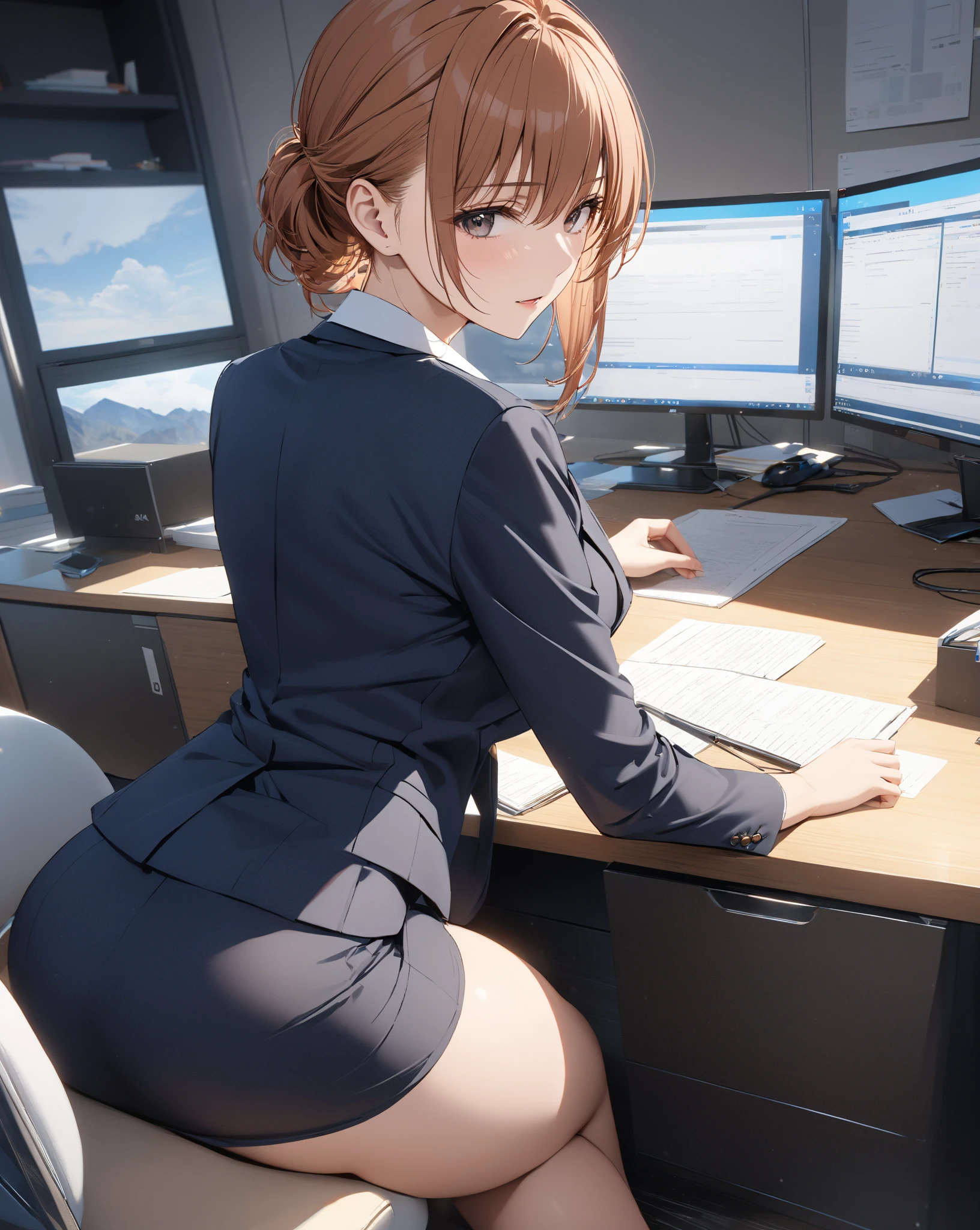 office lady , Beauty, ( Misaka Mikoto), masterpiece:1.5, masterpiece - SeaArt AI