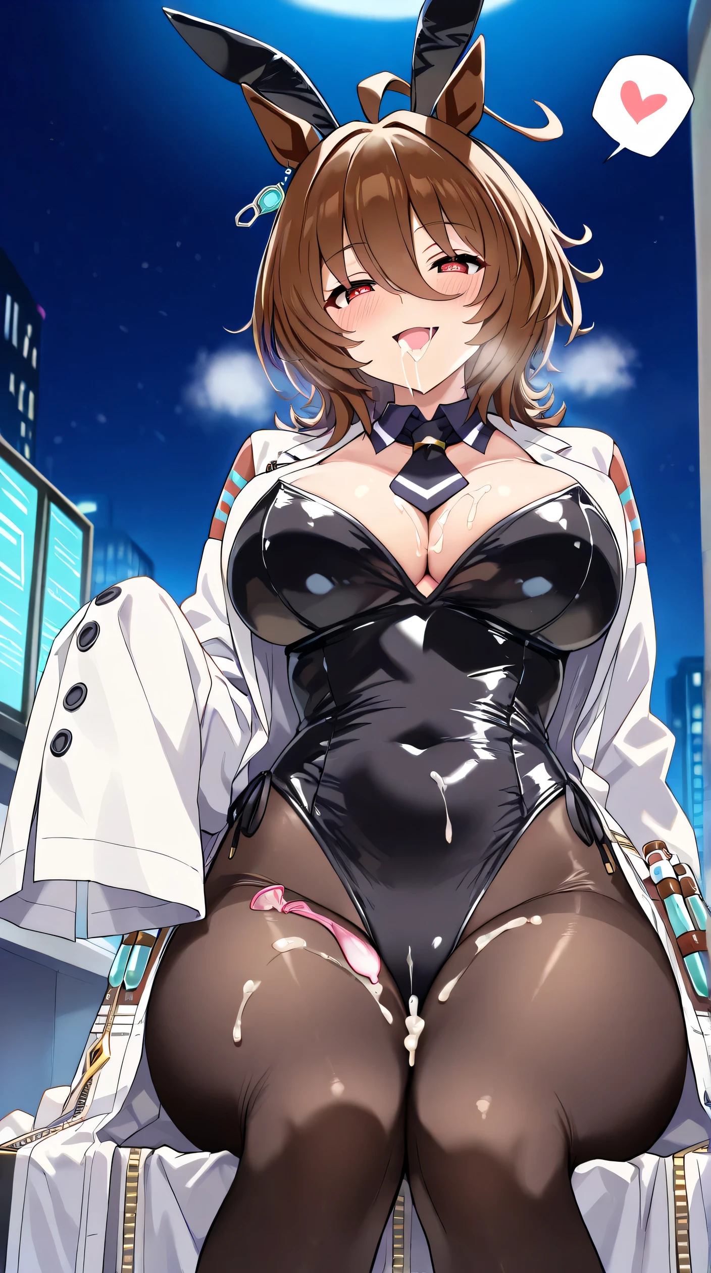 Anime Girl In A Black And White Outfit Posing On A Bed（agnes Tachyon