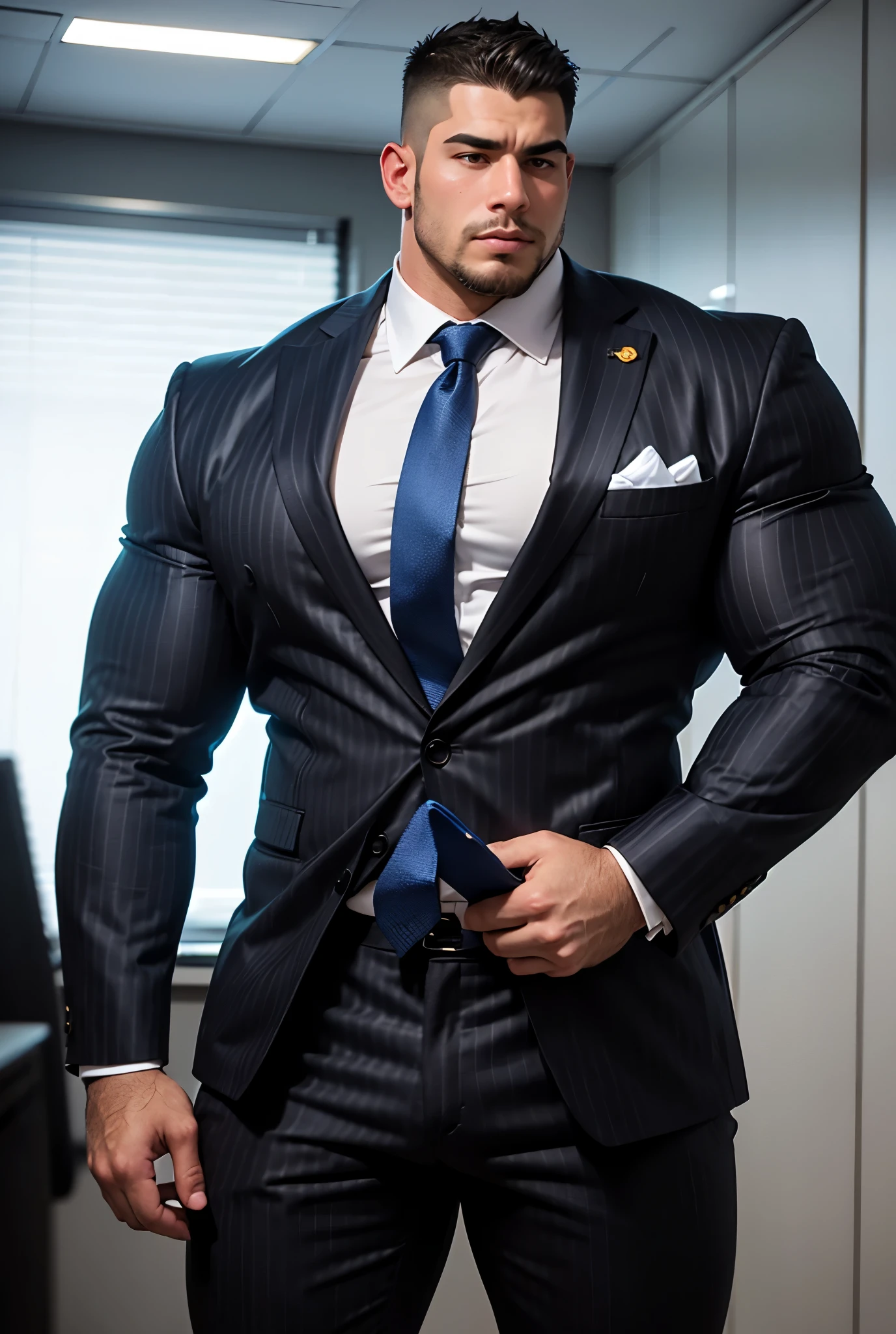 Arafed man in a suit and tie standing in an office - SeaArt AI