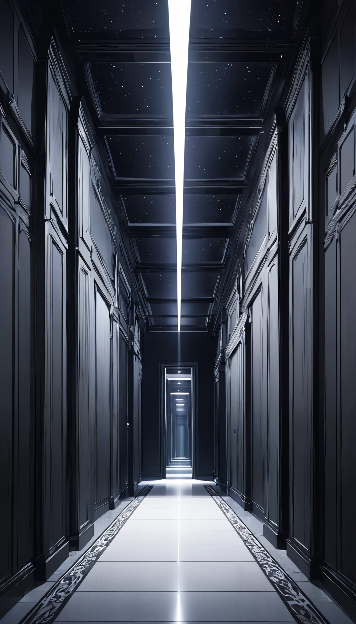 There is a long hallway with a light at the end - SeaArt AI
