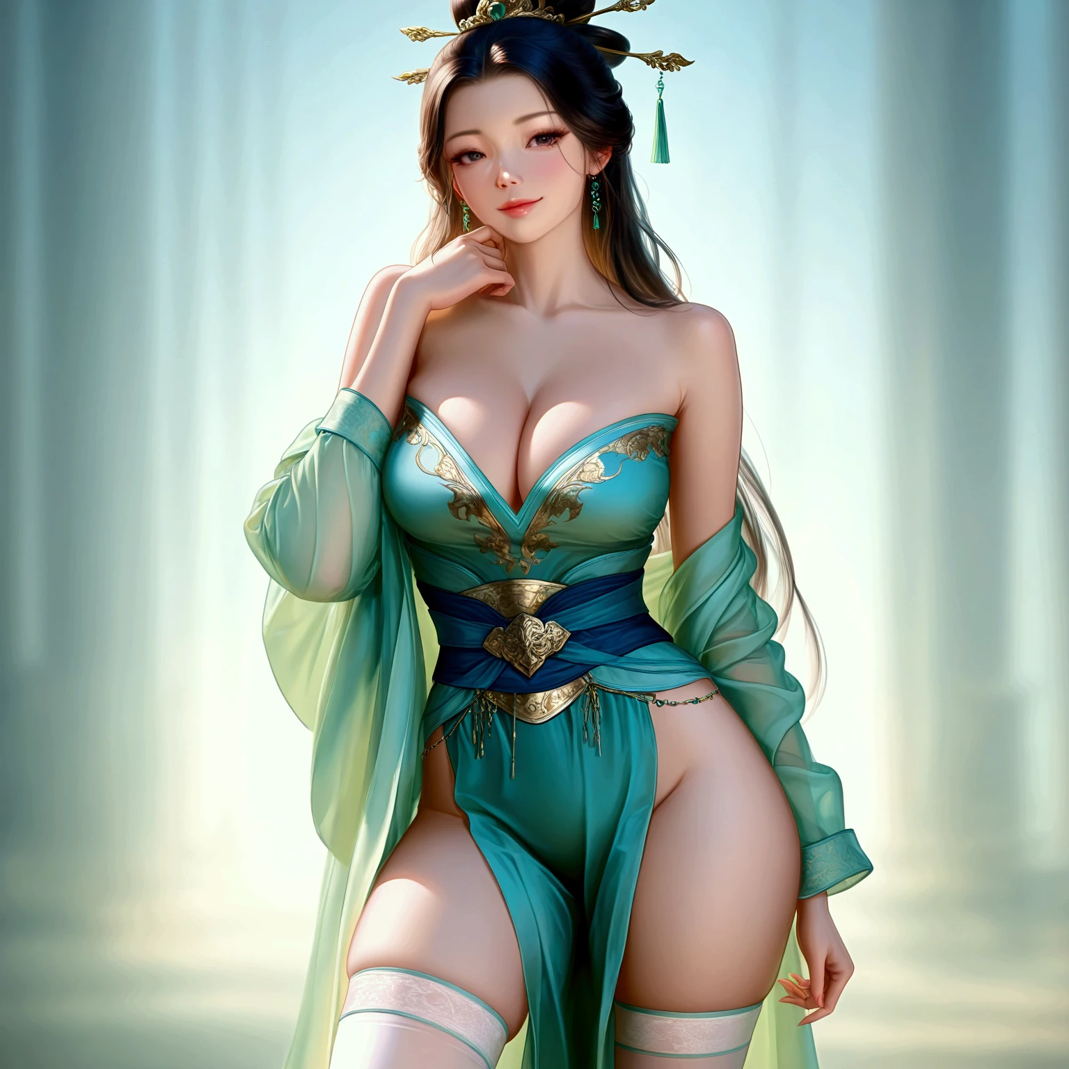 Gufeng, guofeng, chinese clothes, hanfu, thighhighs, seductive - SeaArt AI