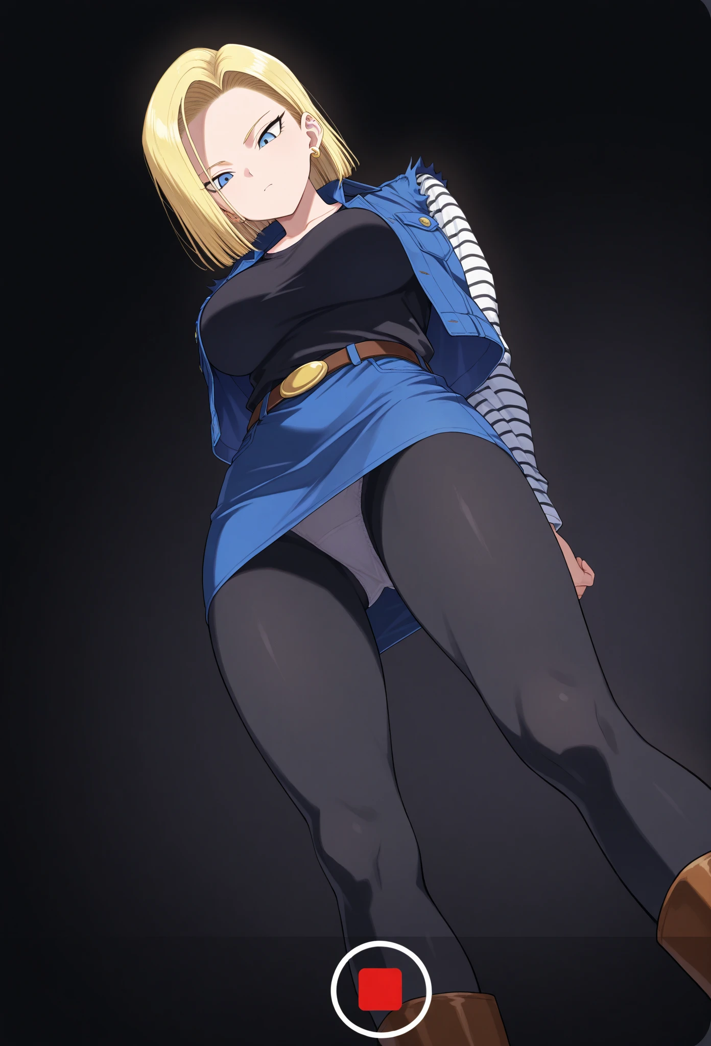 one girl , Alone, Android 18, jacket, skirt , boots - SeaArt AI