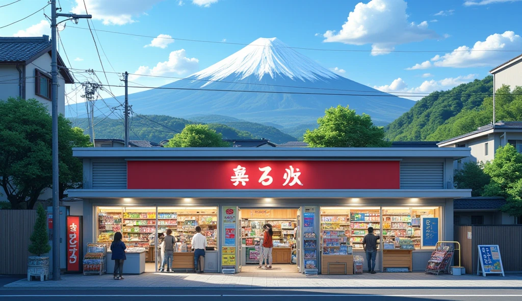 Convenience store with Mt. Fuji in the background - SeaArt AI