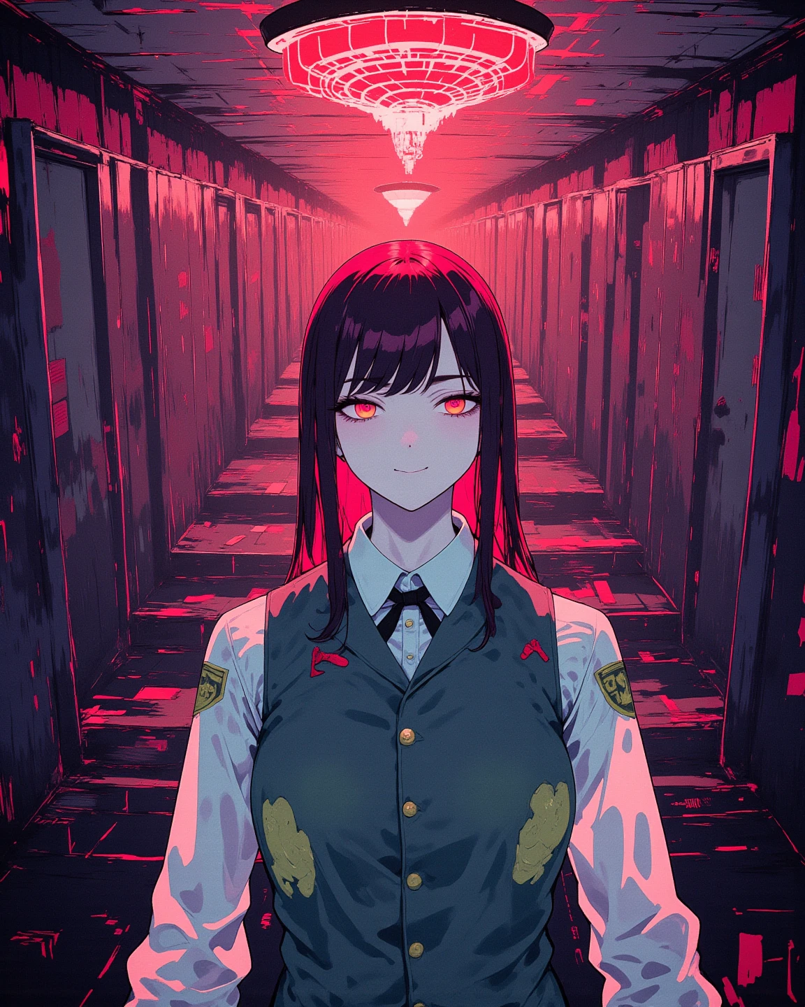 A composite photo of an anime woman with a live-action background image ...