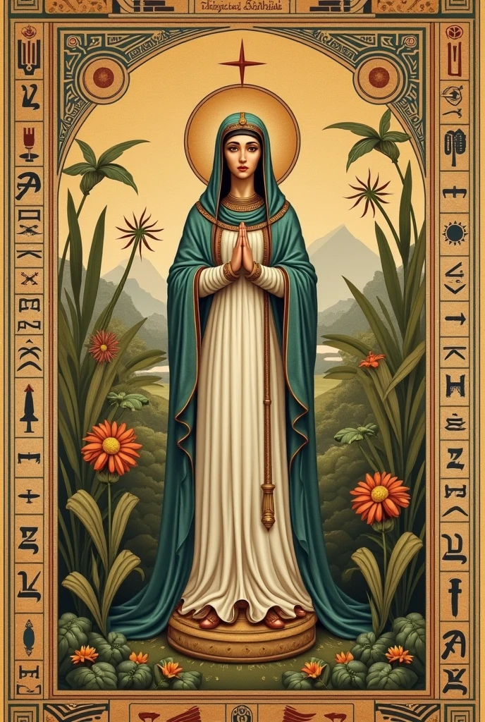 Ancient Egyptian papyrus paintings。Virgin Mary - SeaArt AI