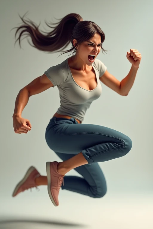 Do it her Jumping and angry - SeaArt AI