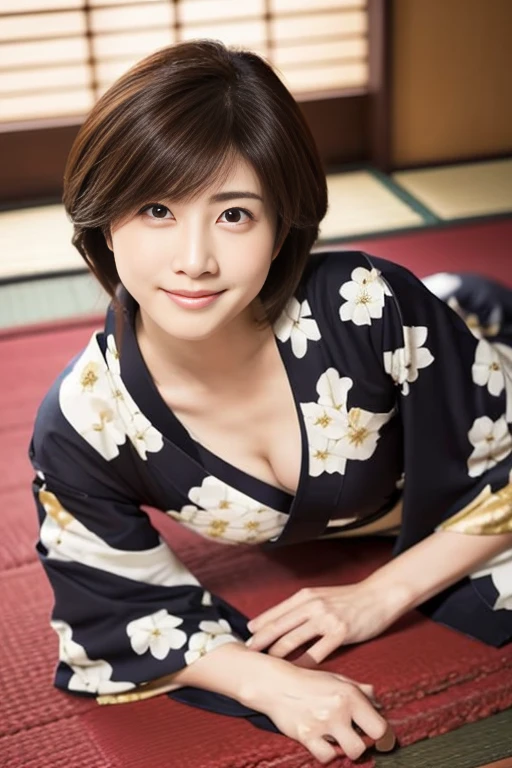 Golden Screen、Red rug 、Tatami room 、Kimono、 Japanese、 female in her 20s - SeaArt AI