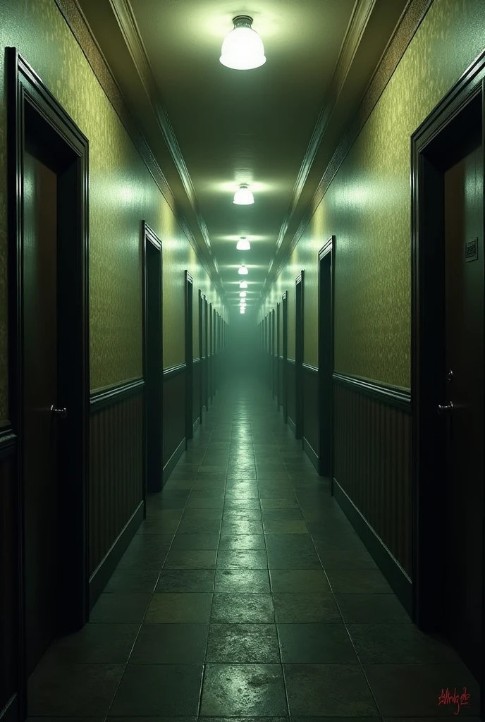 A never-ending hallway, hotel - SeaArt AI