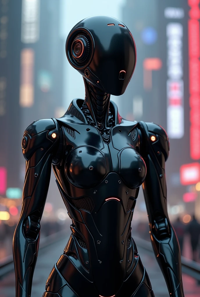 Robot AI token in a black coat , 2077 robot - SeaArt AI