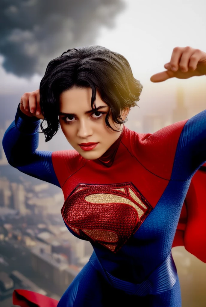 Busty supergirl, superhero, beautiful detailed eyes, beautiful detailed ...