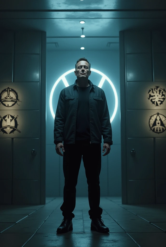 A realistic depiction of a man in his early 50s, with short-cropped ...