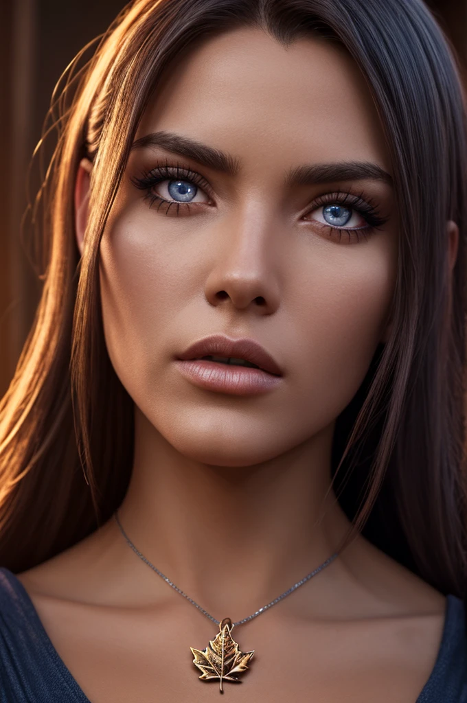 A female goliath,320lbs,light blue skin,violet eyes,maple leaf pendant ...