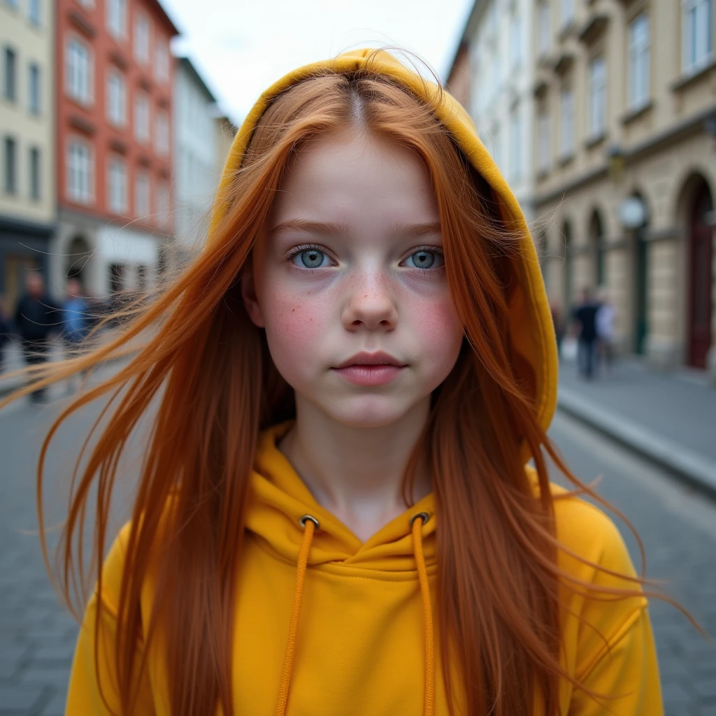 18 year old girl with straight red haired and big blue eyes, long hair ...