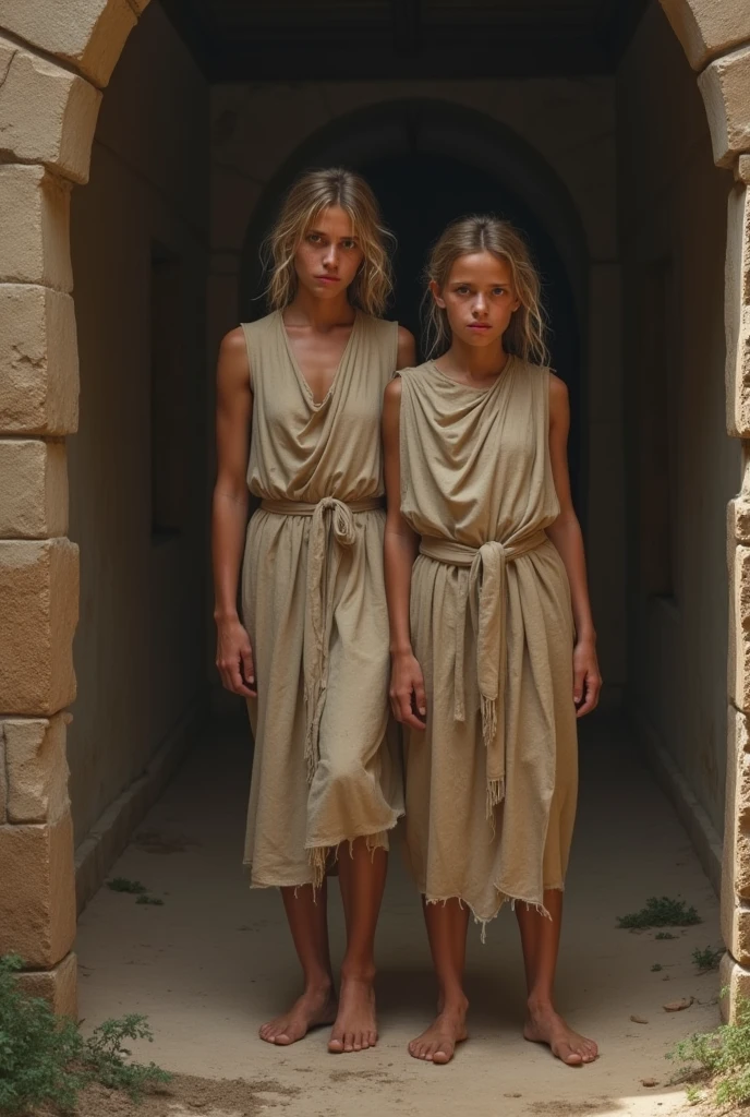 Prison slave girls from the roman 1century barefoot in torn linen tunic ...