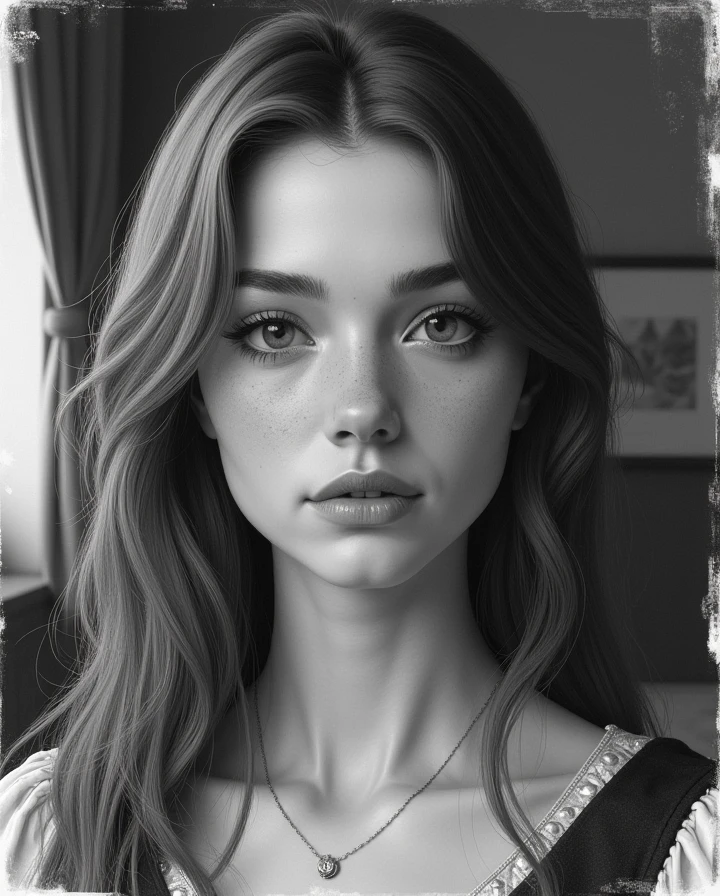 Detailed sketch portrait of a young european woman in her late teens ...