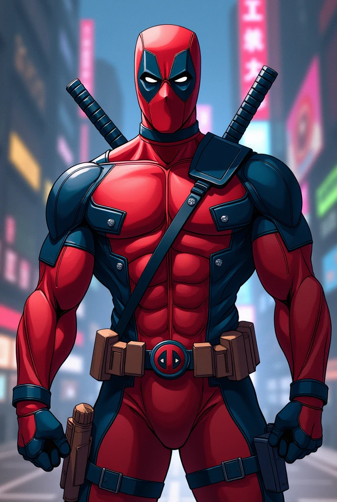 Deadpool in a muscular anime version - SeaArt AI