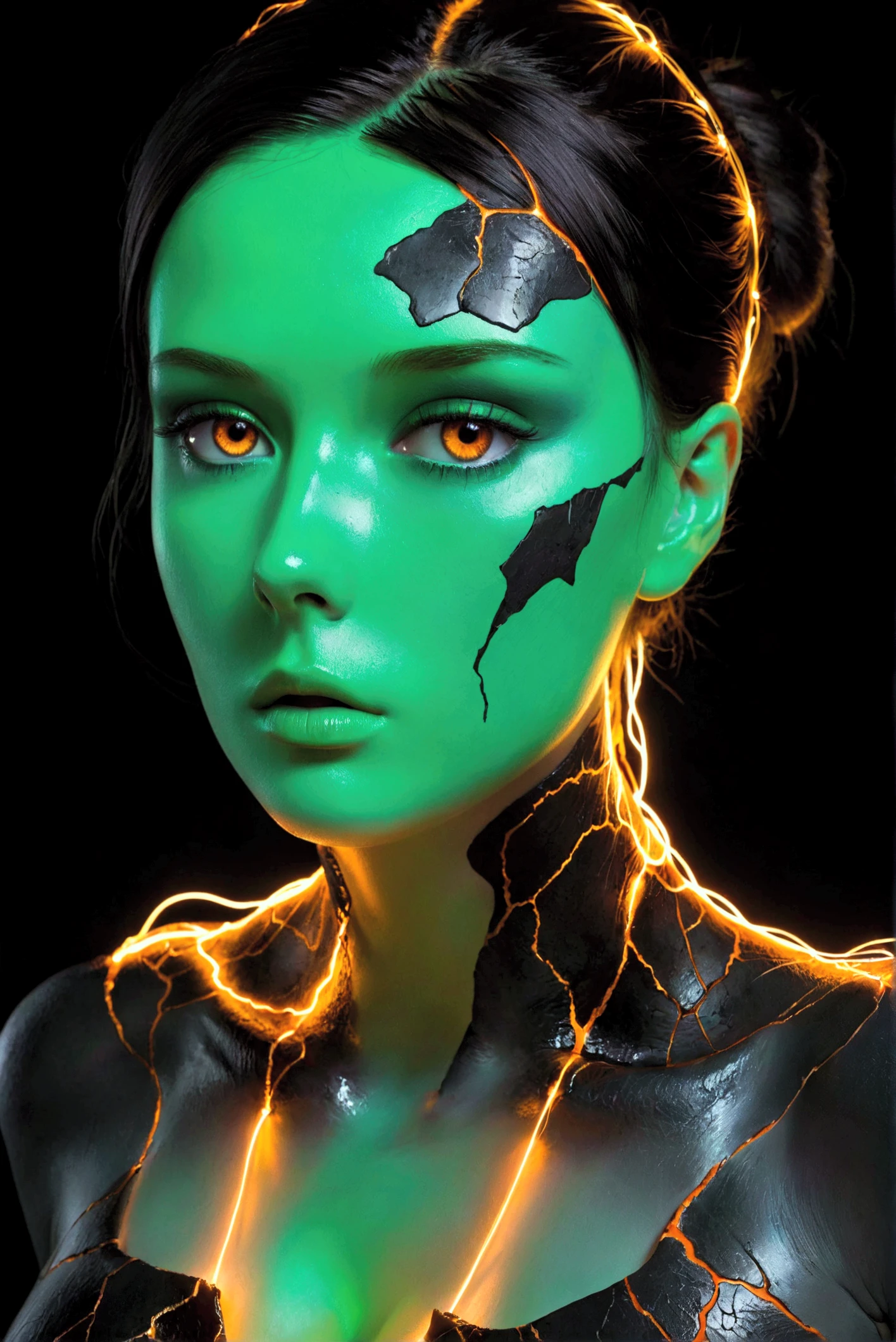 Ten obraz to oszałamiający portret futurystycznej kobiecej sylwetki ...