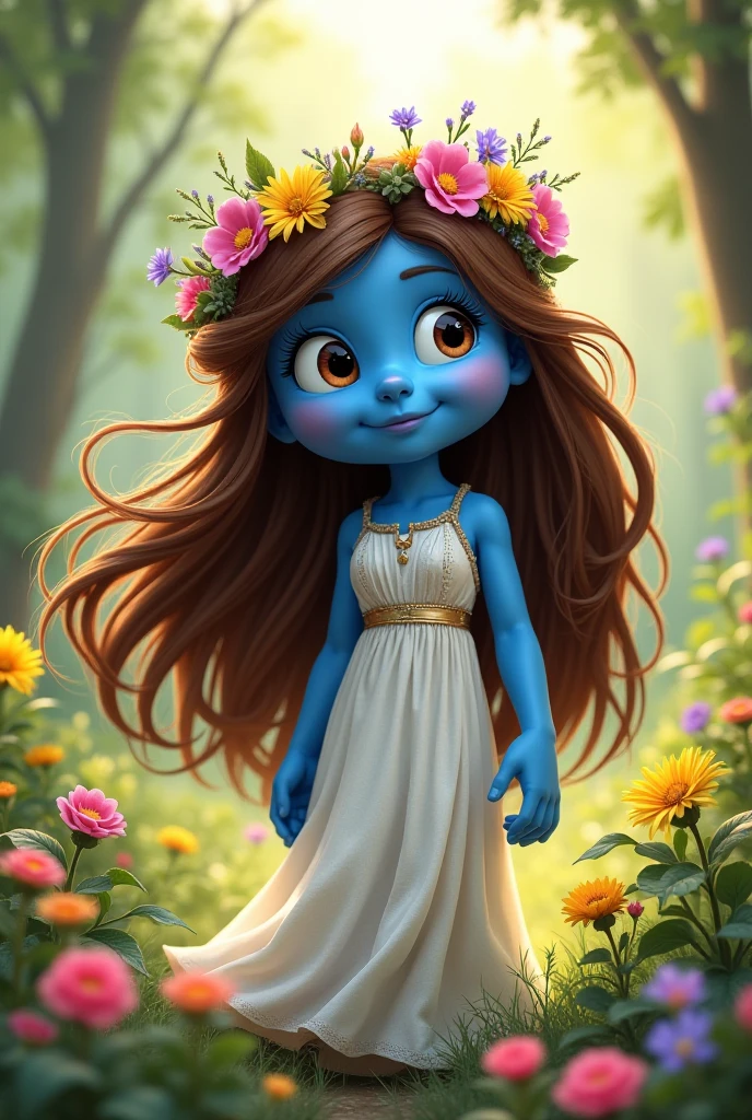 Avatar persephone with a wreath of wildflowers on her brown hair ...