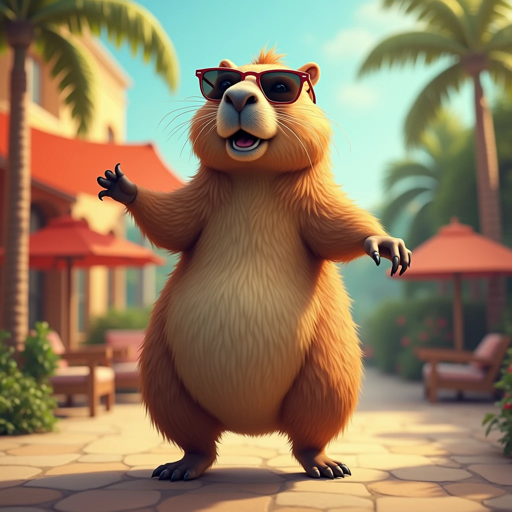 Capybara with sunglasses dancing - SeaArt AI