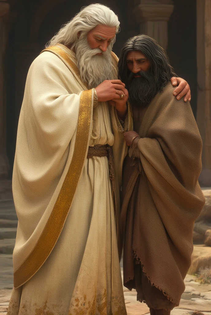 A depiction of Abraham from the Old Testament, white clothes with ...