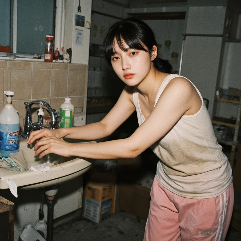 Night,Flush water in a public toilet sink, Laughing ,Looks like they ...