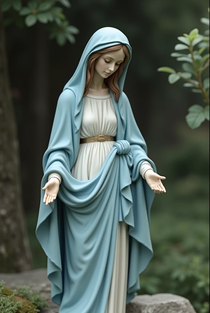 Virgin Mary Statue。 Statue of Mary the Girl。Close your eyes and kneel ...