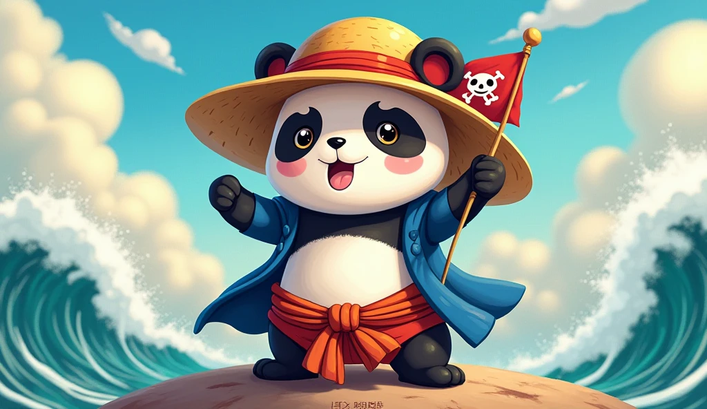 Panda panda lucu cosplay baju team one piece - SeaArt AI