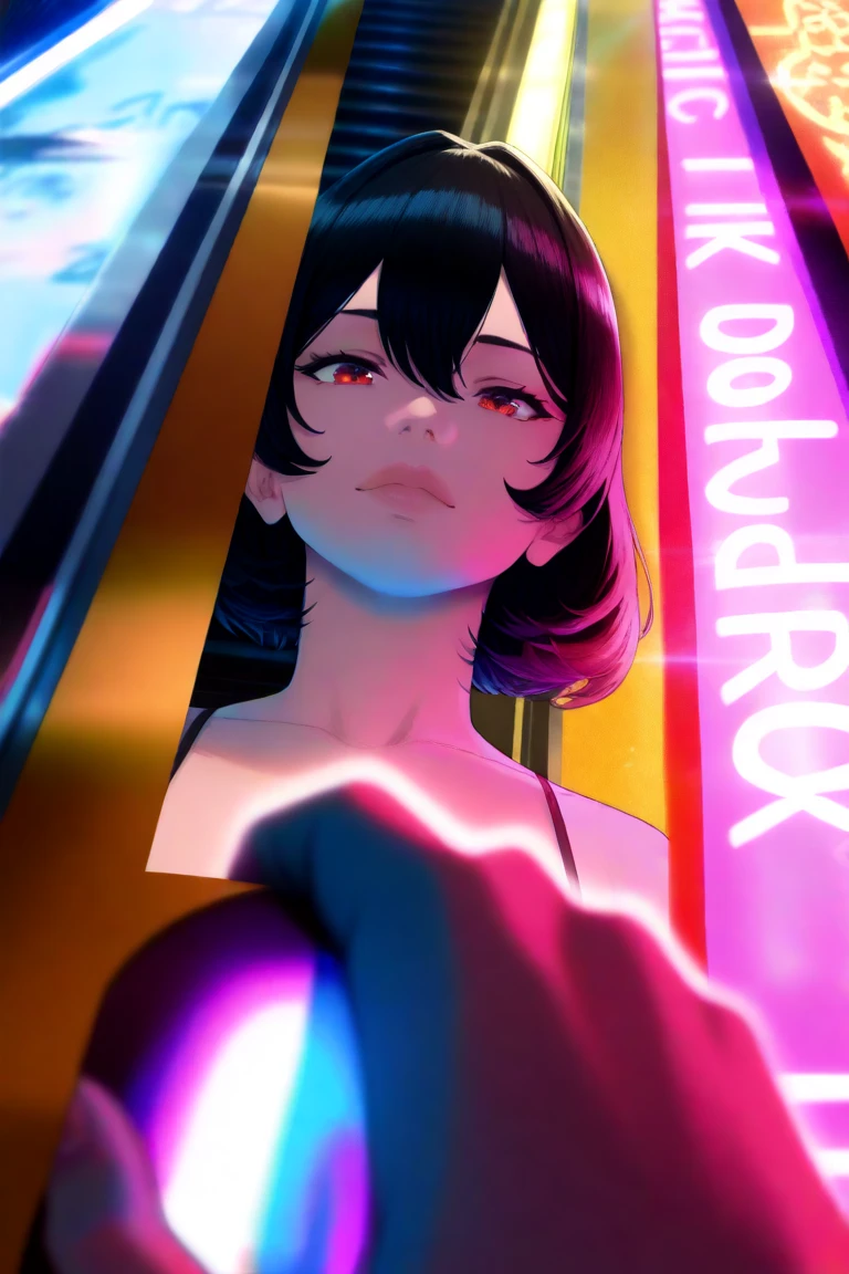 Image playing with perspective, wide shot, a gorgeous giant woman in a ...