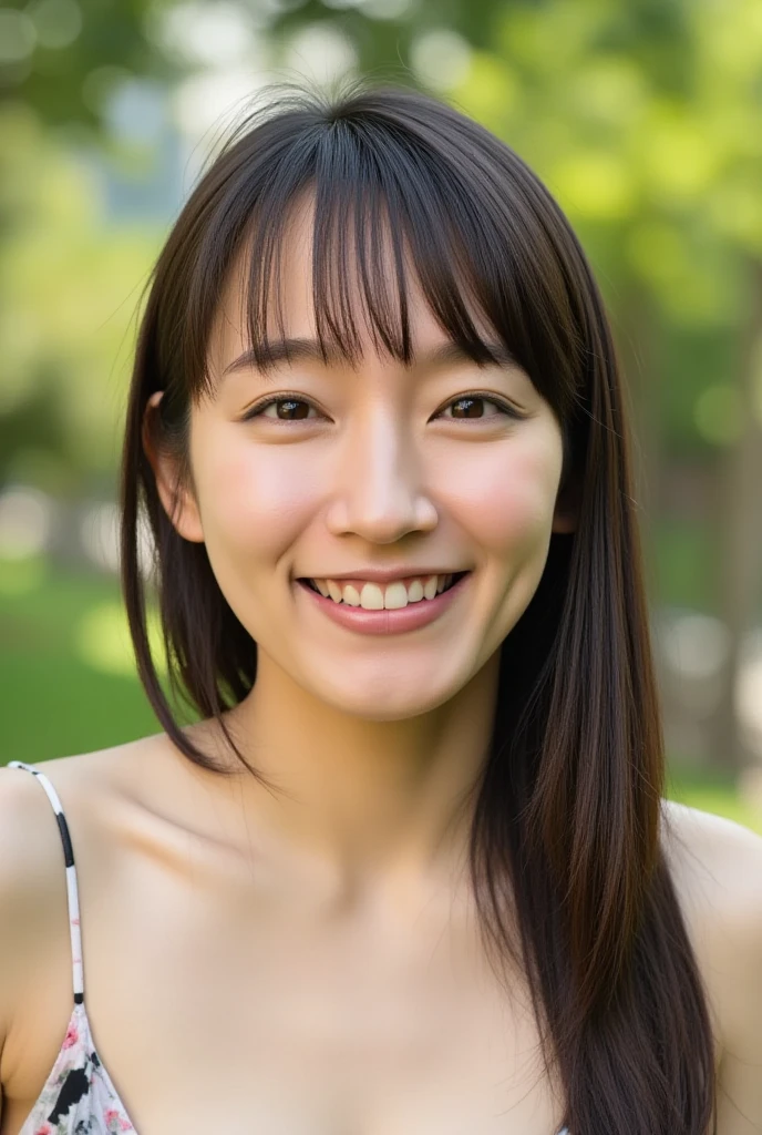 Woman posing for a photo, Laugh, Happy, Long hair, Straight hair ...