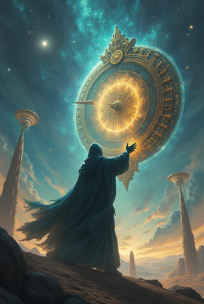 Time Wizard: clock, futuristic universe - SeaArt AI