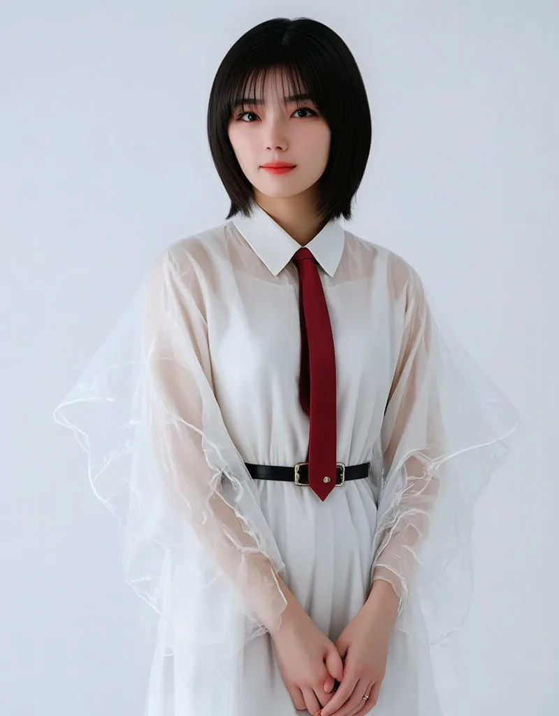 ((full body)),(uniform), standing, (white background),huge breasts ...