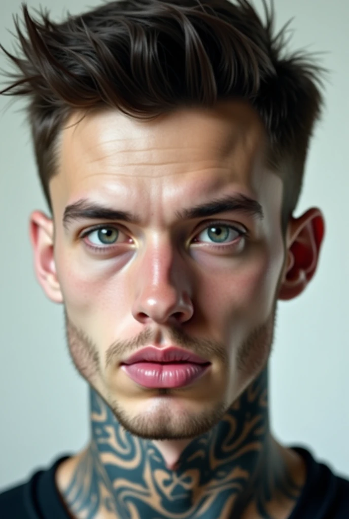 Very white guy with cheekbones , neat humped nose ,plump sharp lips ...