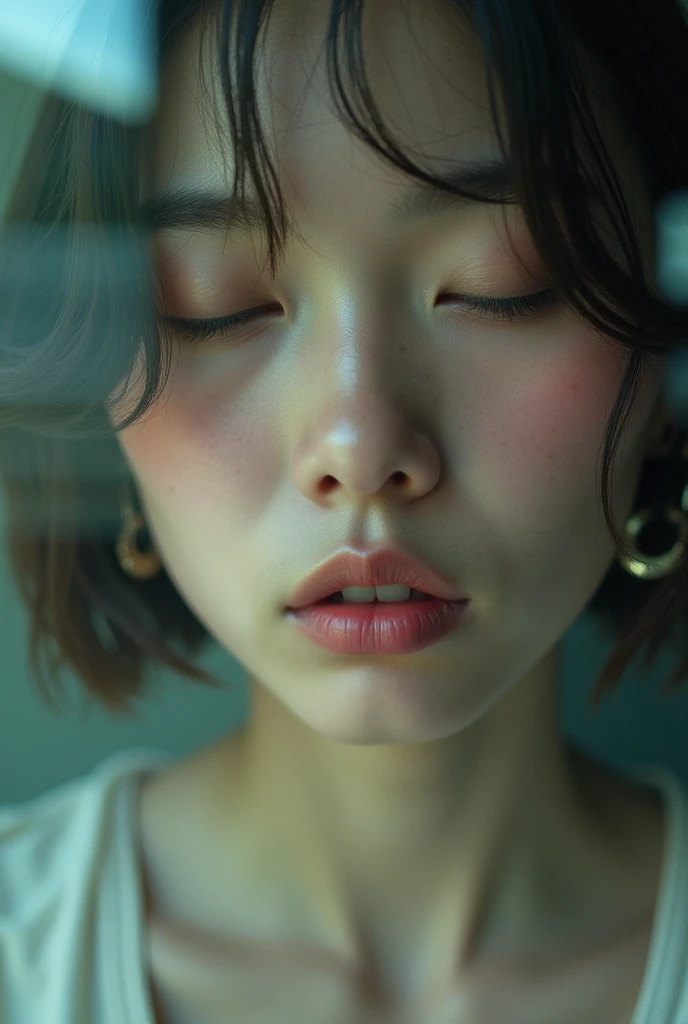 Girls face smushed on glass - SeaArt AI