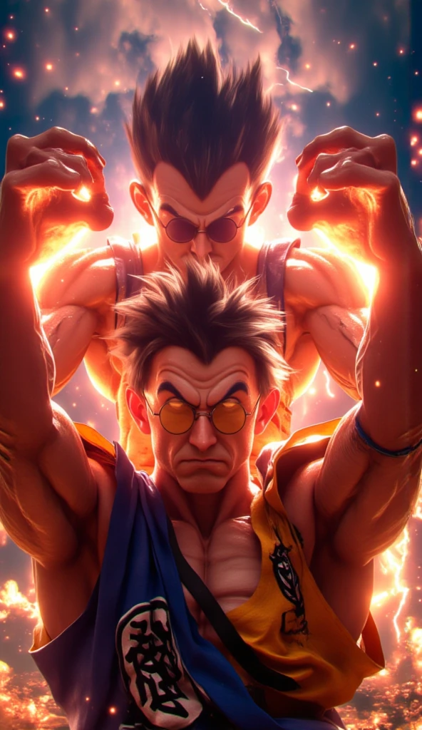 An ultra-realistic 3D depiction of Vegeta in his Super Saiyan 4 form ...