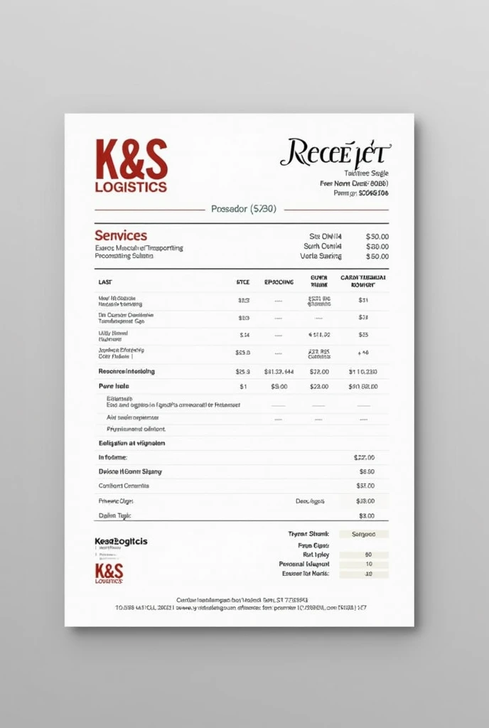 I want to create a receipt for transportation/shipment/logistic company ...