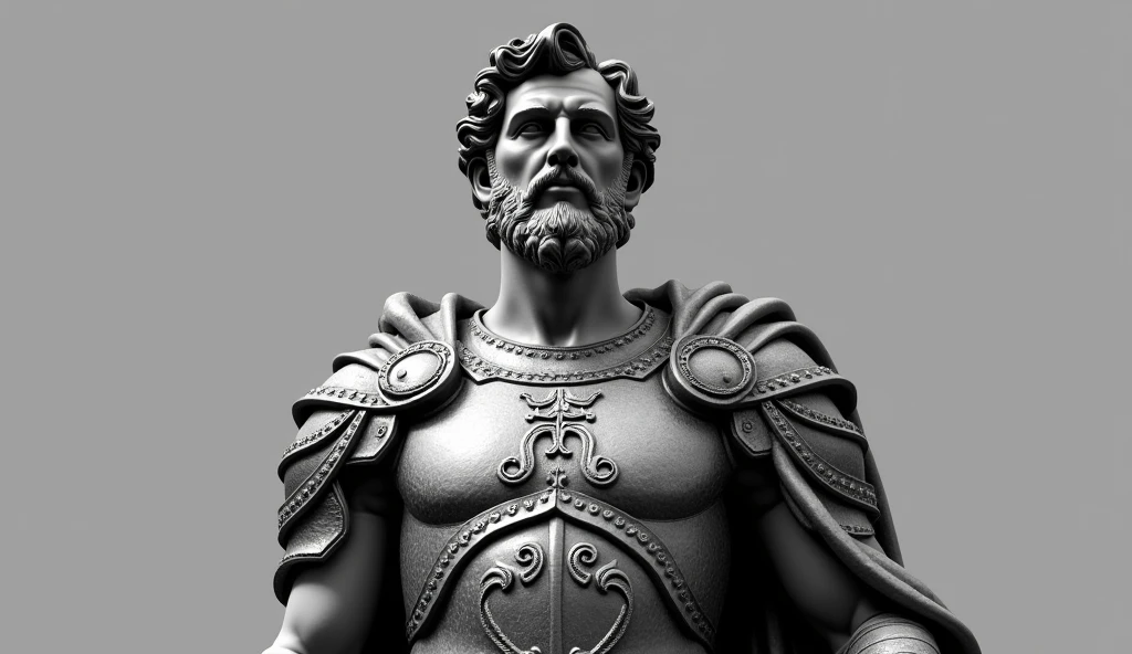 Make a Greek philosopher statue in armor looking directly at me in ...
