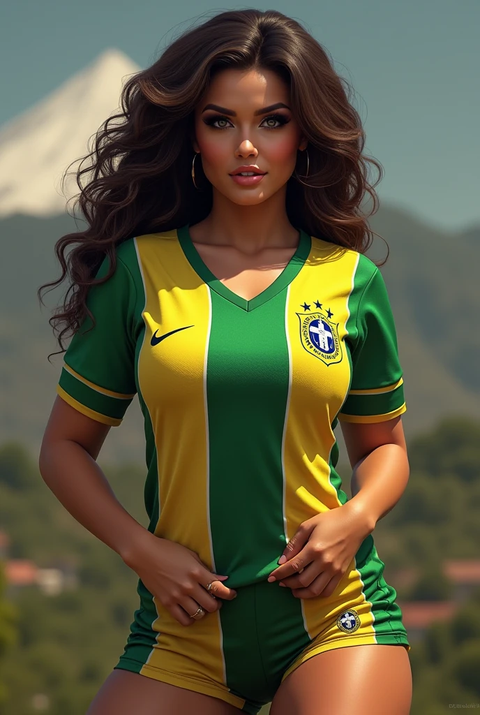 An artificial intelligence image of a Brazilian woman wearing a Santos club shir - SeaArt AI