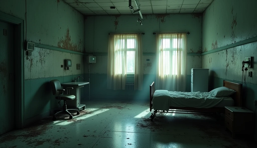 HORROR HOSPITAL ROOM WITHOUT ZOMBIE/PEOPLE INTERIOR - SeaArt AI