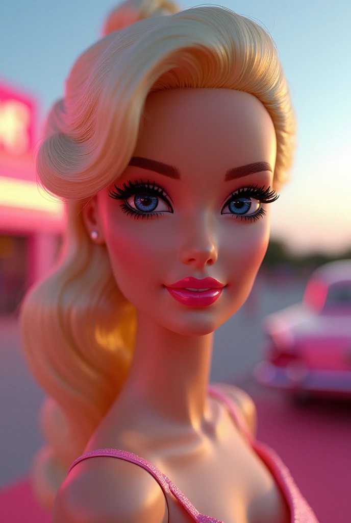 Barbie drive in primo piano - SeaArt AI
