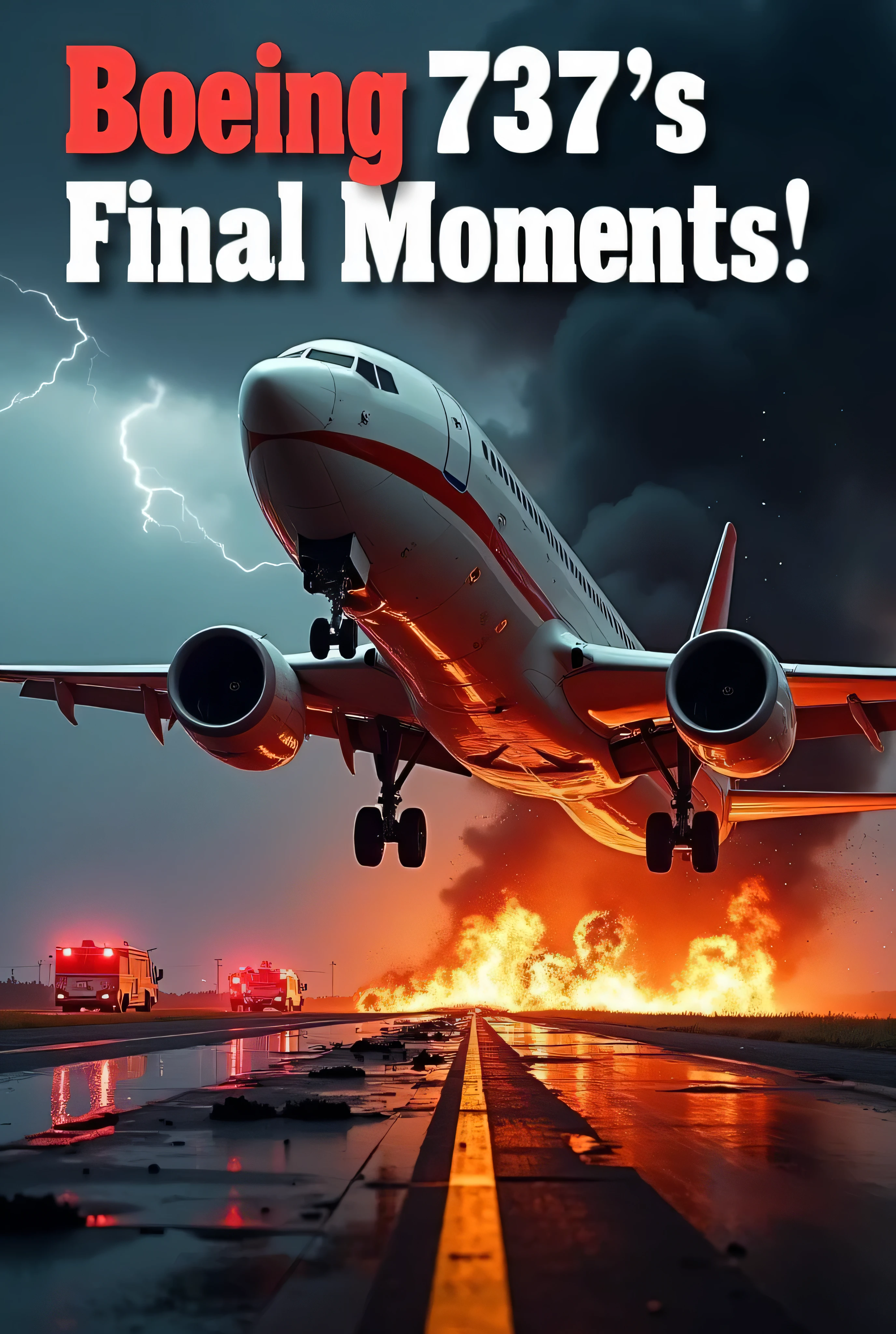 Arafed image of a plane taking off from a runway with a fire in the ...