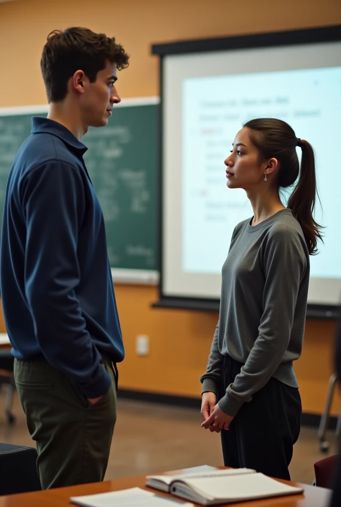 A varsity player standing in front of the class and a psychology ...