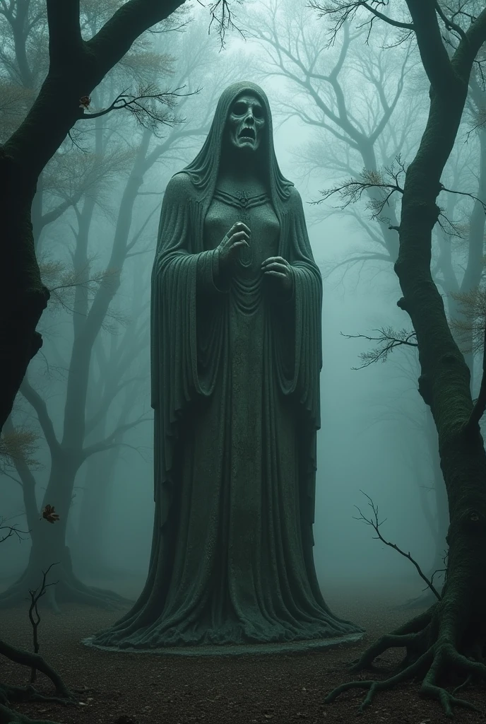 A cursed statue deep in the forest. According to legend, a terrible ...
