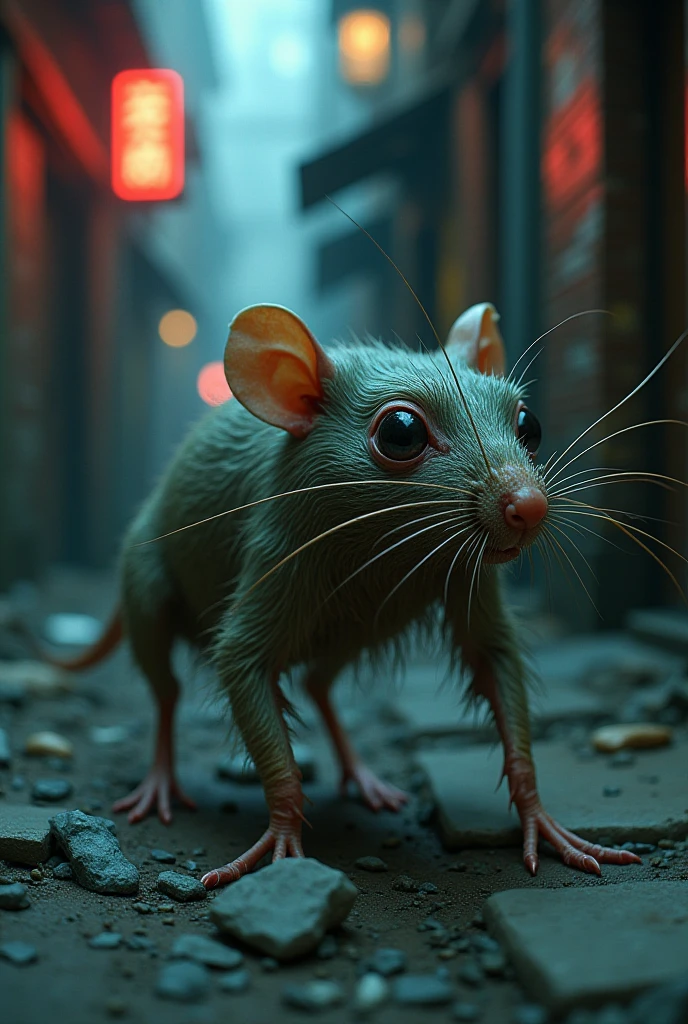 Create a surreal and unsettling image of a hybrid creature that blends ...