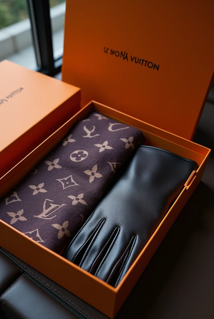 Louis Vuitton Monogram Scarf and Gloves Set – Limited edition - SeaArt AI